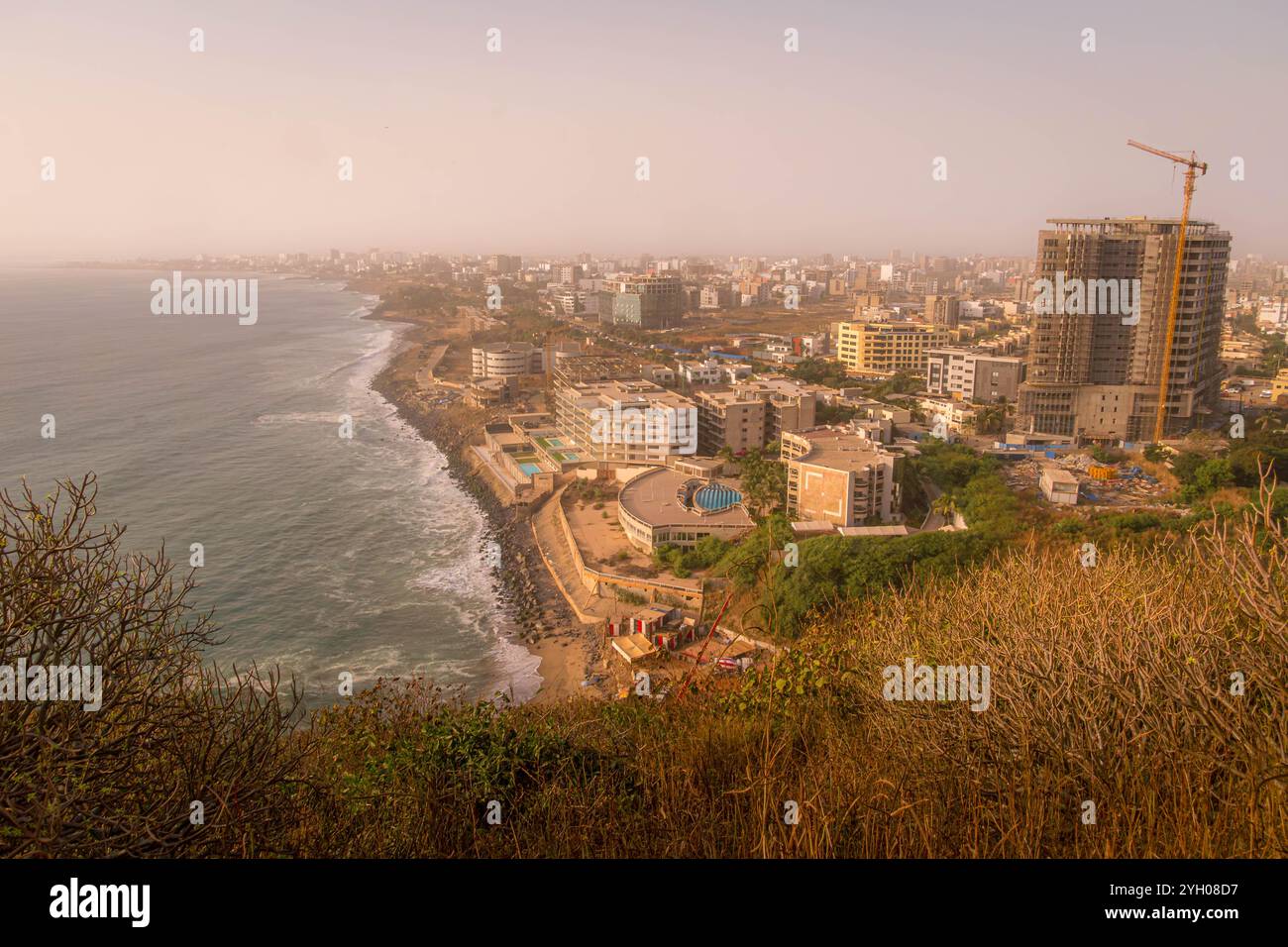 The Dakar coastline in Senegal, West Africa, with the construction site ...