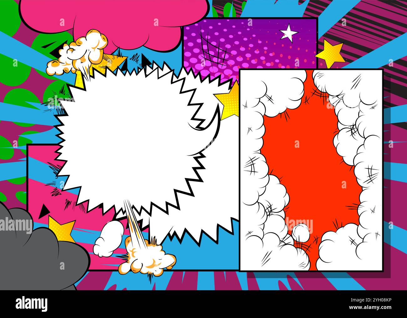 Cartoon Background, comic book backdrop. Retro vector comics pop art ...