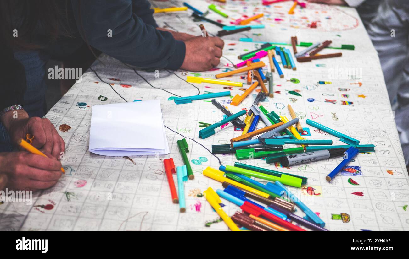 People drawing cartoons doodles colourful art expressions Stock Photo ...