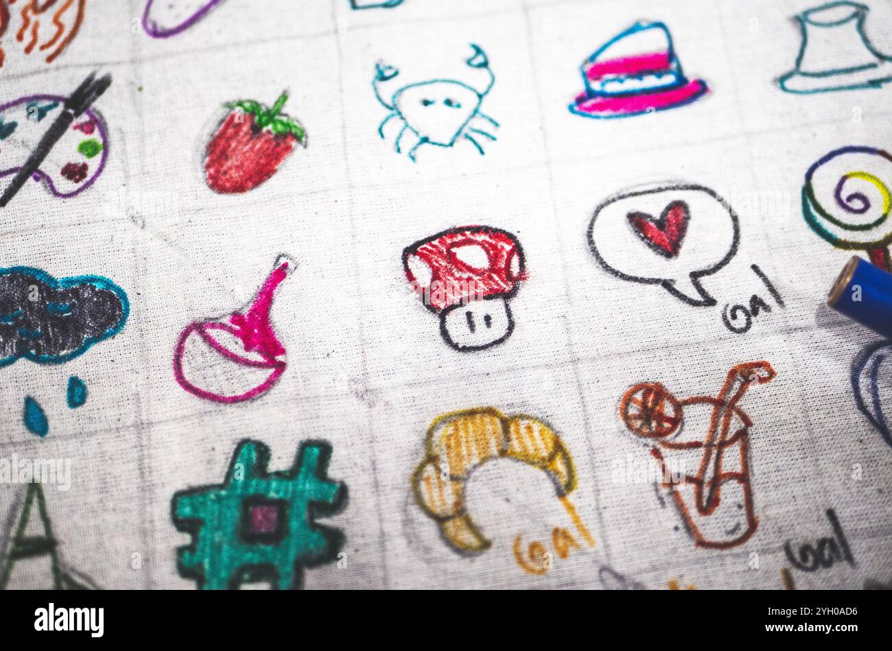 People drawing cartoons doodles colourful art expressions Stock Photo ...