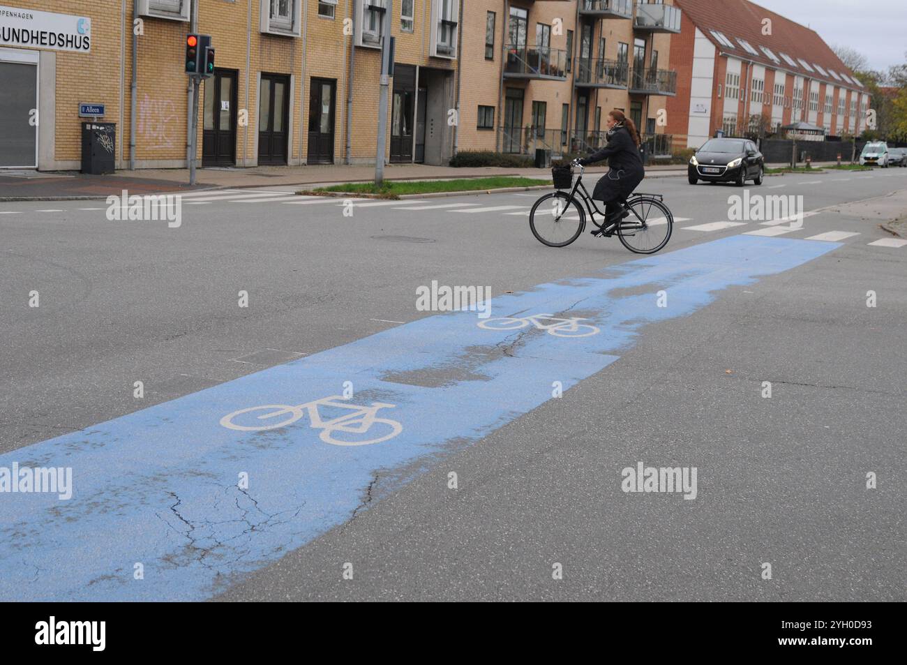 Copenhagen/ DenmarK/08 2024/ Bike lane sign on alleen in kastrup ...