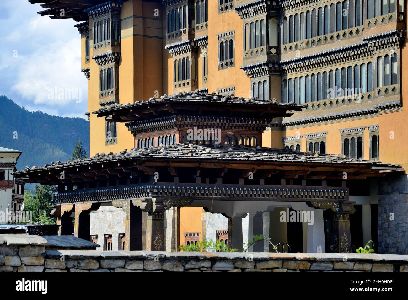 Outer view of the Hotel Taj Tashi, located in Norzin, Thimphu, Bhutan Stock Photo - Alamy