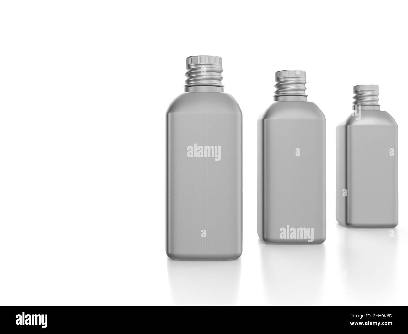 Metal bottles on a white background. 3d illustration Stock Photo - Alamy