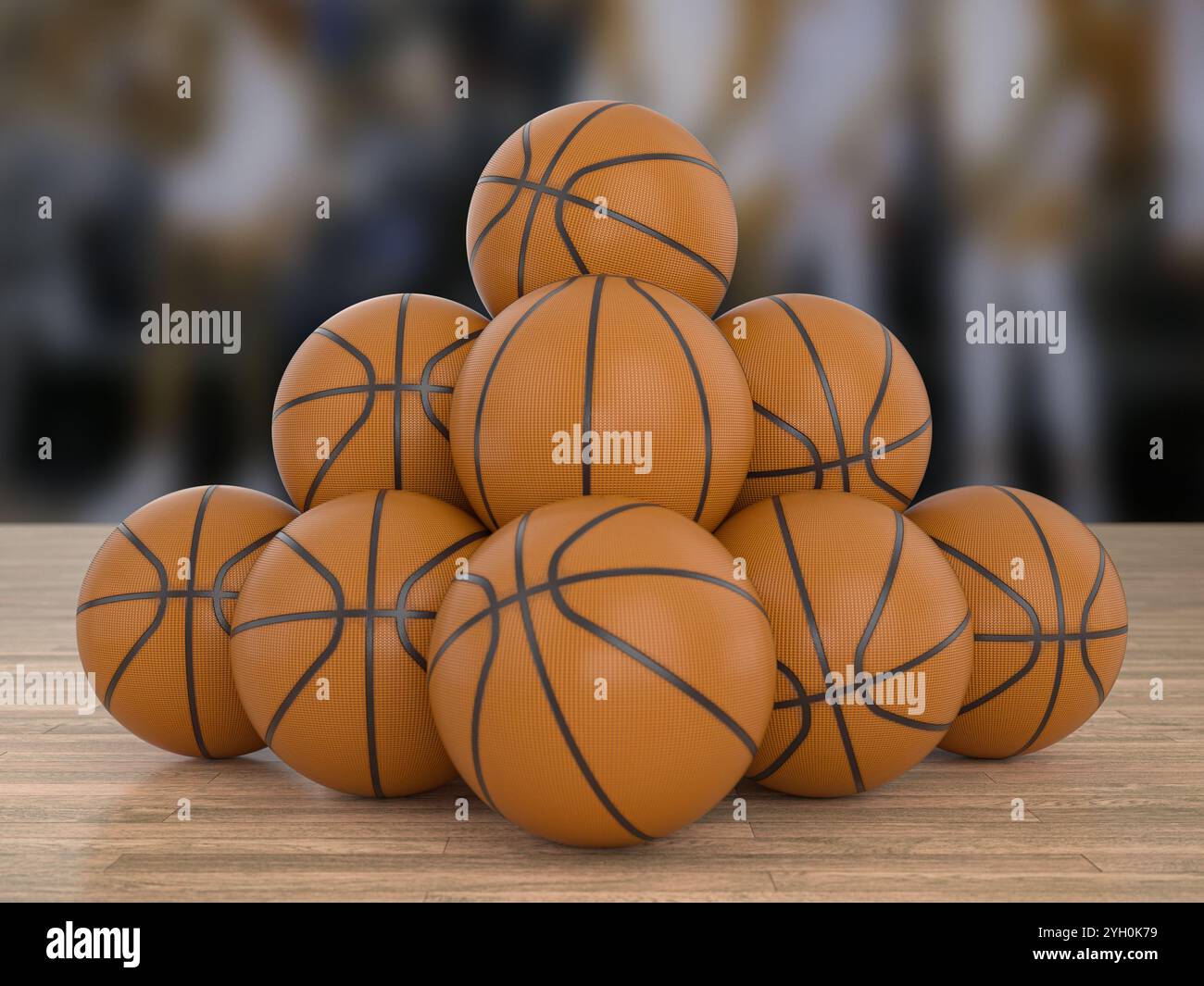 Pyramid formed by basketball balls. 3d illustration Stock Photo - Alamy