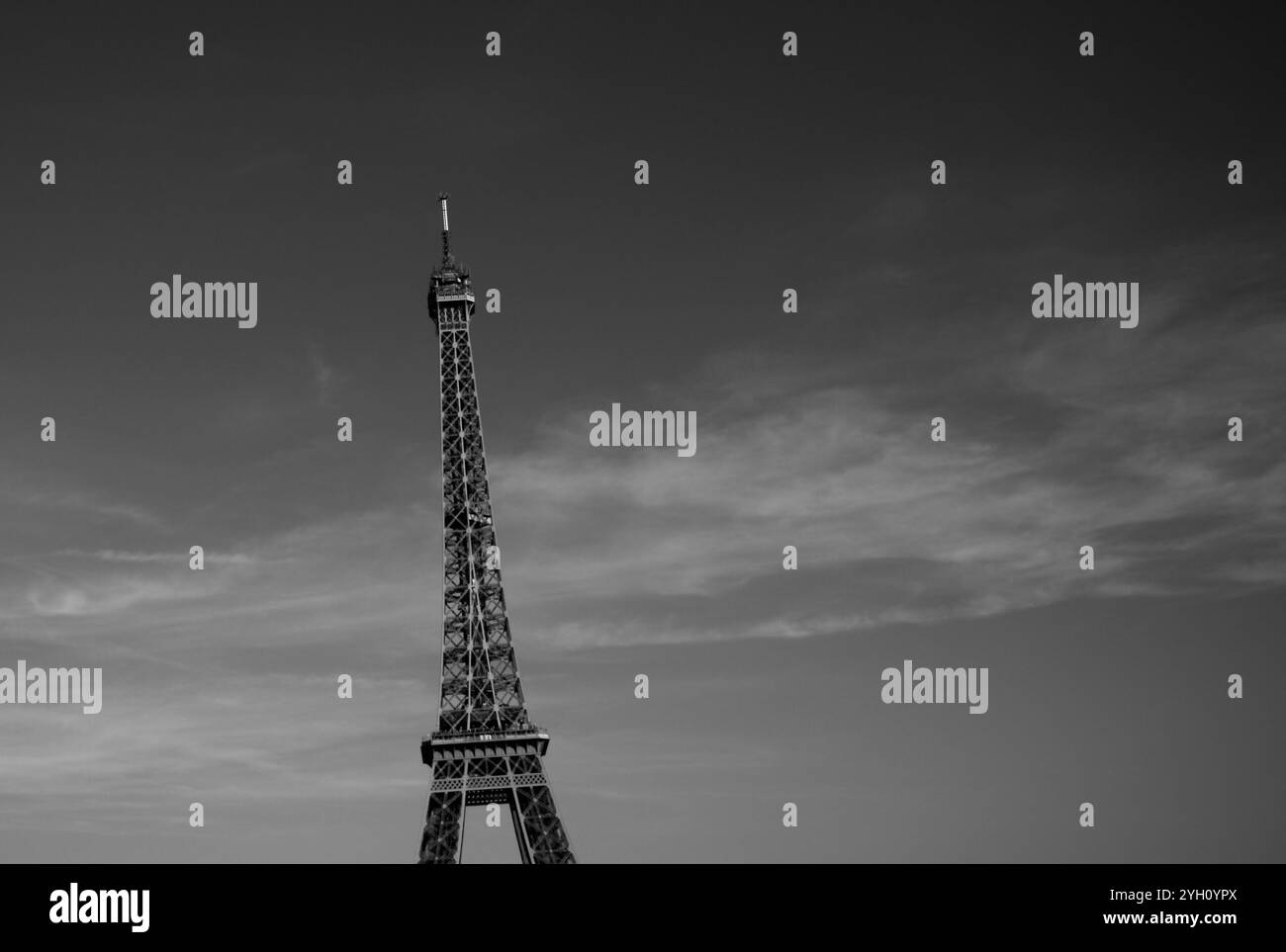 Eiffel tower, architecture and metal with monochrome for travel ...