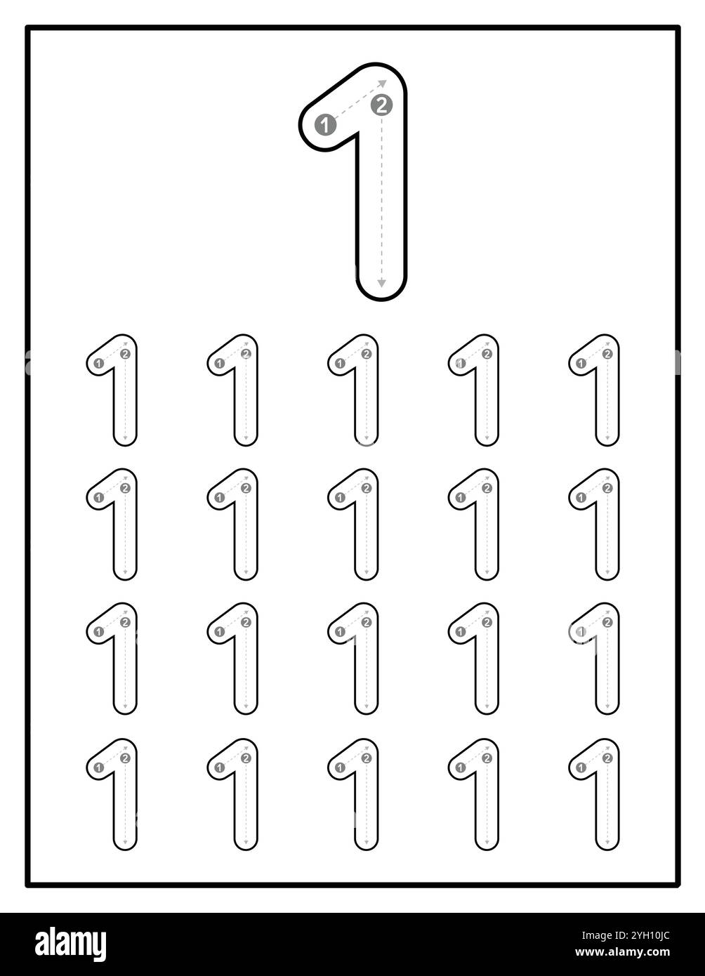 Math number worksheet illustration Black and White Stock Photos ...