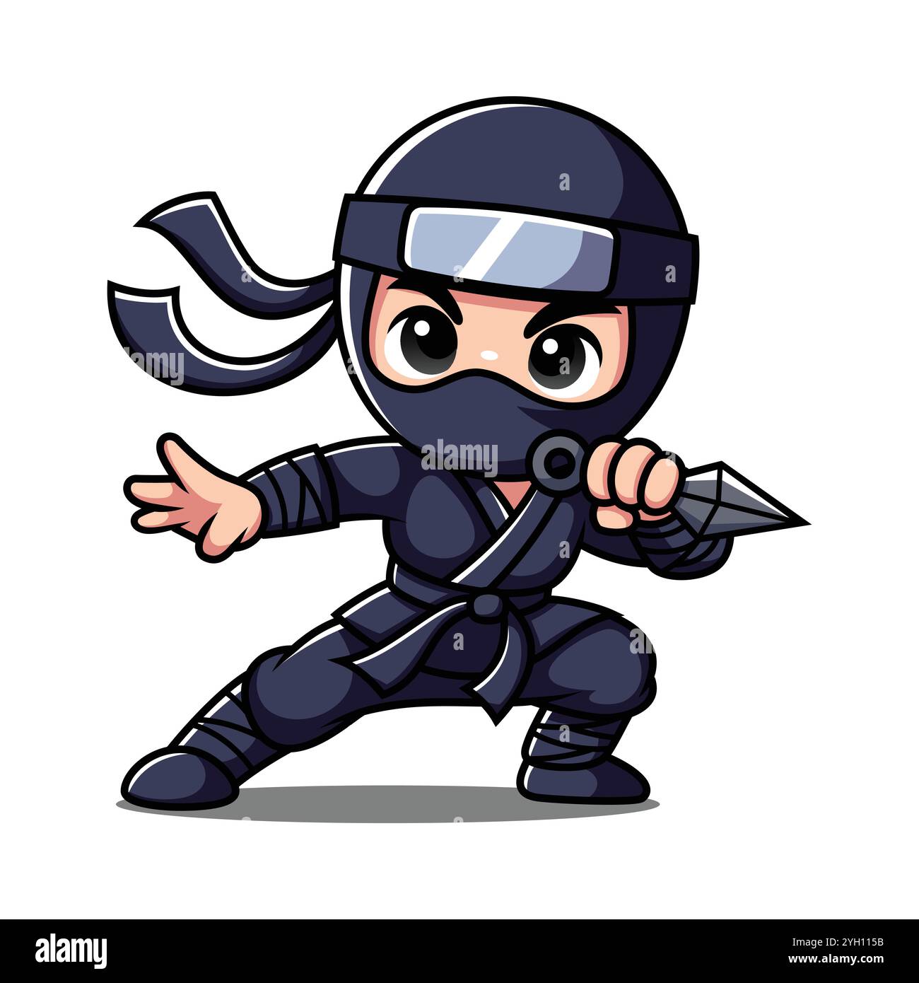 Cute Japanese Ninja Cartoon Character in Action Moves Stock Vector ...