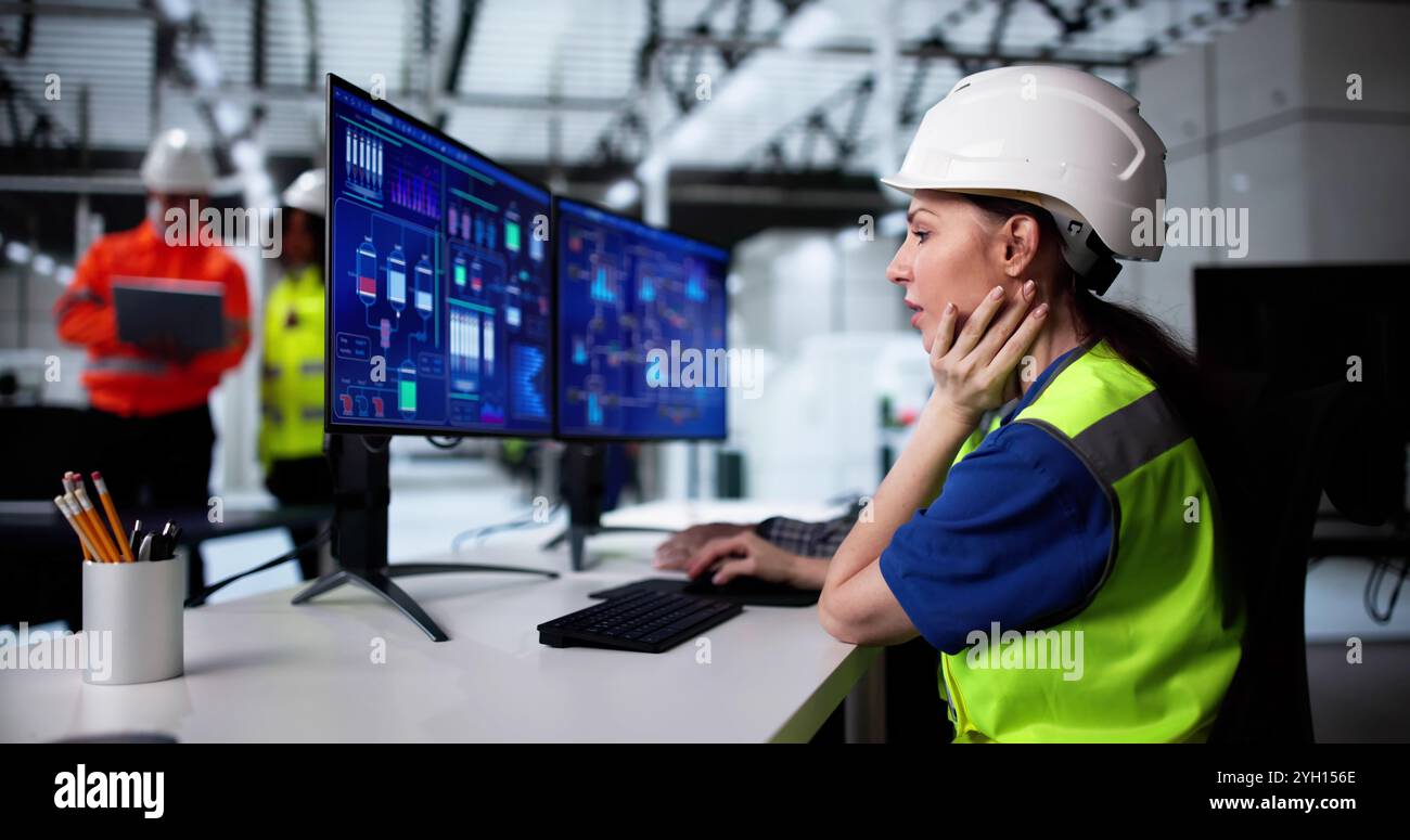 Scada Desktop Software On Computer At Manufacturing Line Stock Photo ...