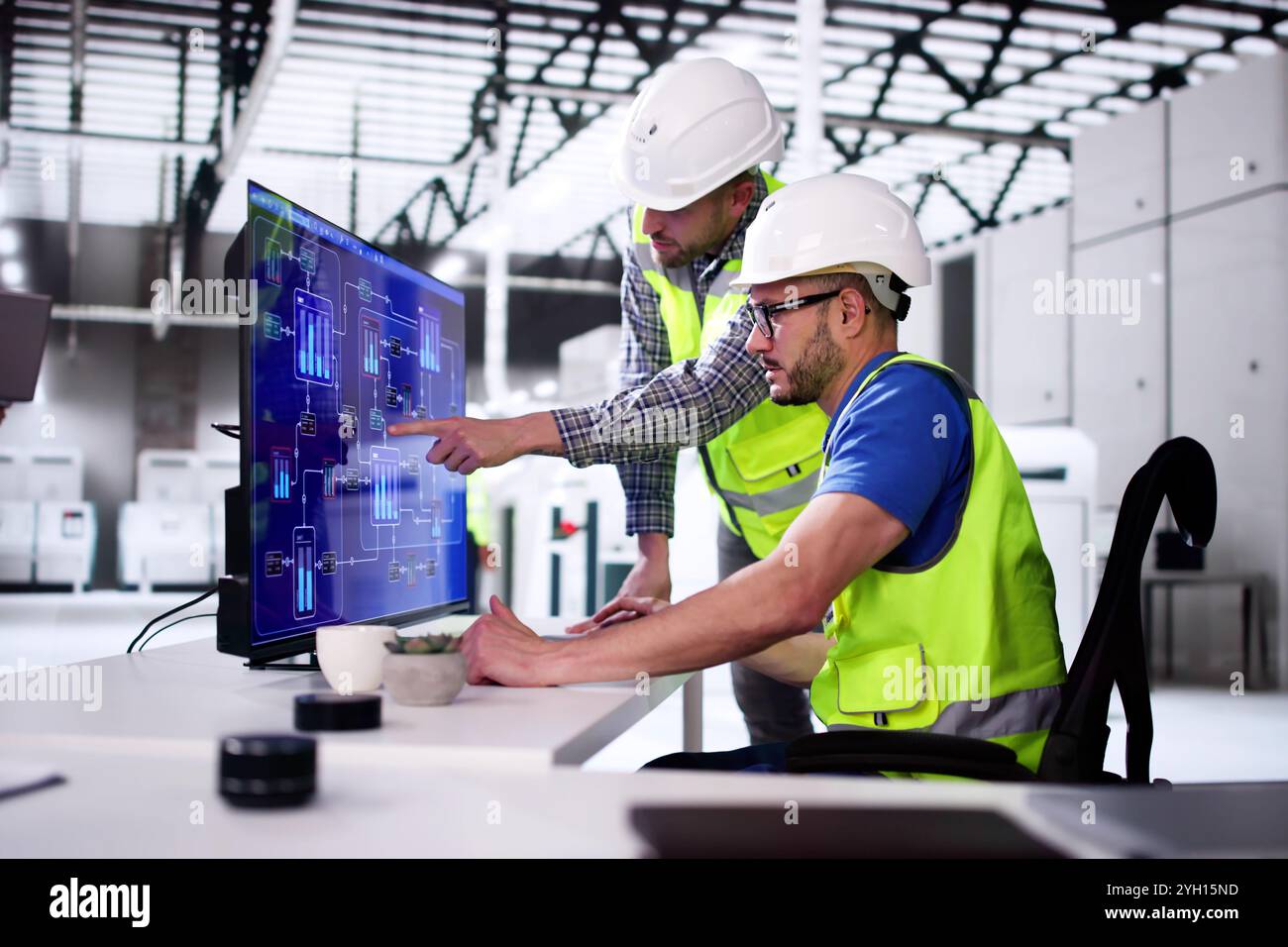 Engineer Operators Using Scada System At Industrial Plant Stock Photo ...