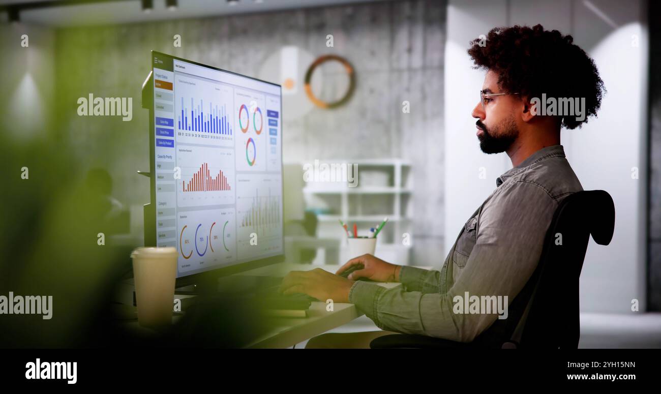 Data Analyst Using Data Analytics KPI Dashboard Stock Photo - Alamy