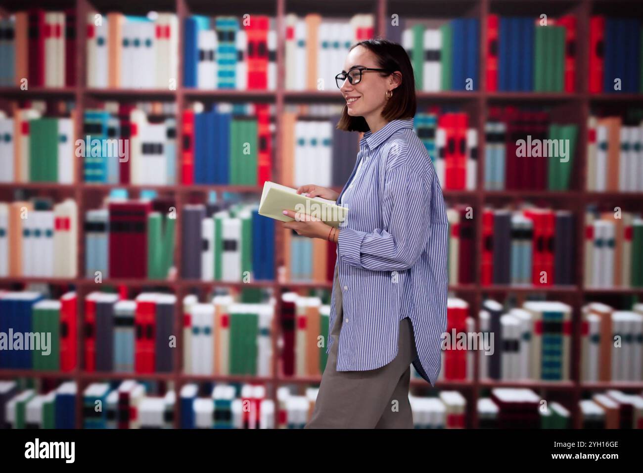 Student Learning In University Library. College Education Portrait ...