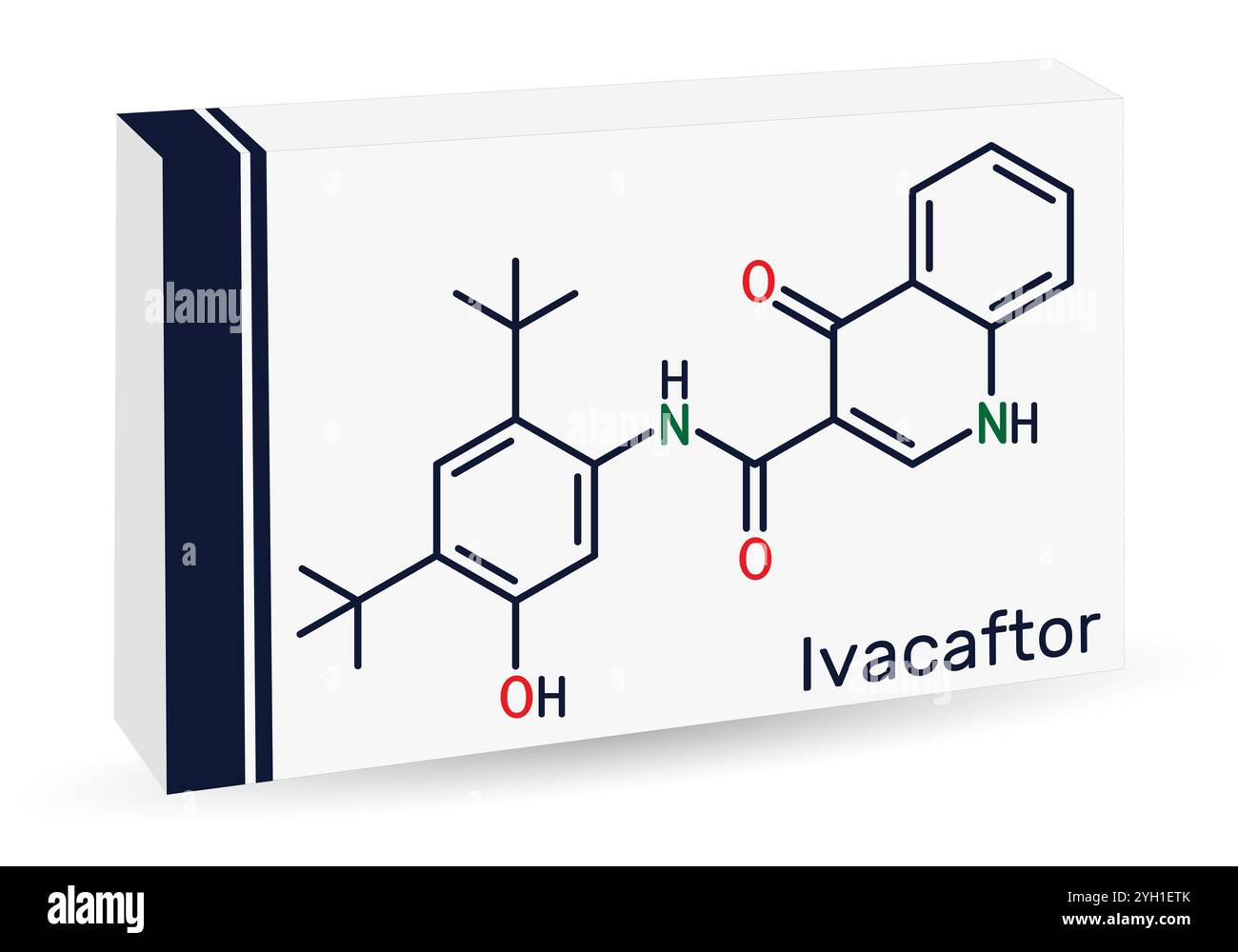 Ivacaftor molecule. Used for treatment of cystic fibrosis. Skeletal ...