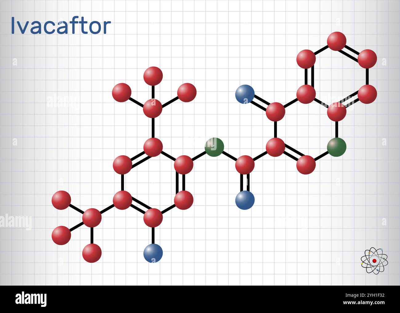 Ivacaftor molecule. Used for treatment of cystic fibrosis. Molecule ...