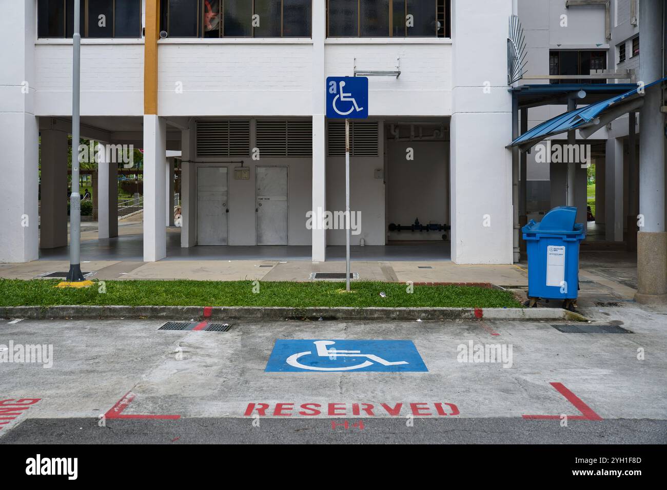Reserved disability parking spot at a HDB carpark in Singapore, with ...