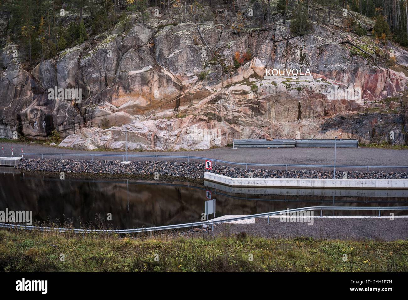 Rock formation with Kouvola sign, Kimola Canal in Kouvola, Finland ...