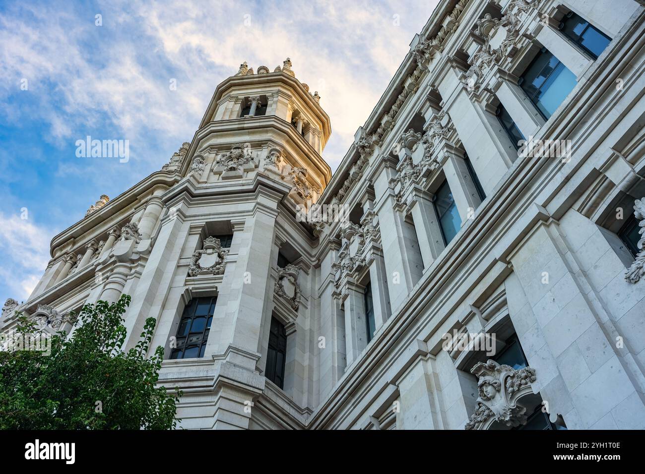 Detail of the architecture of the facade of the city hall of Madrid ...