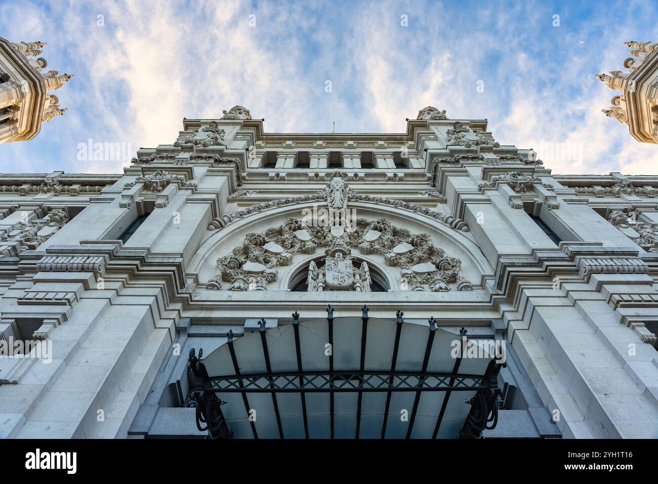 Detail of the architecture of the facade of the city hall of Madrid ...