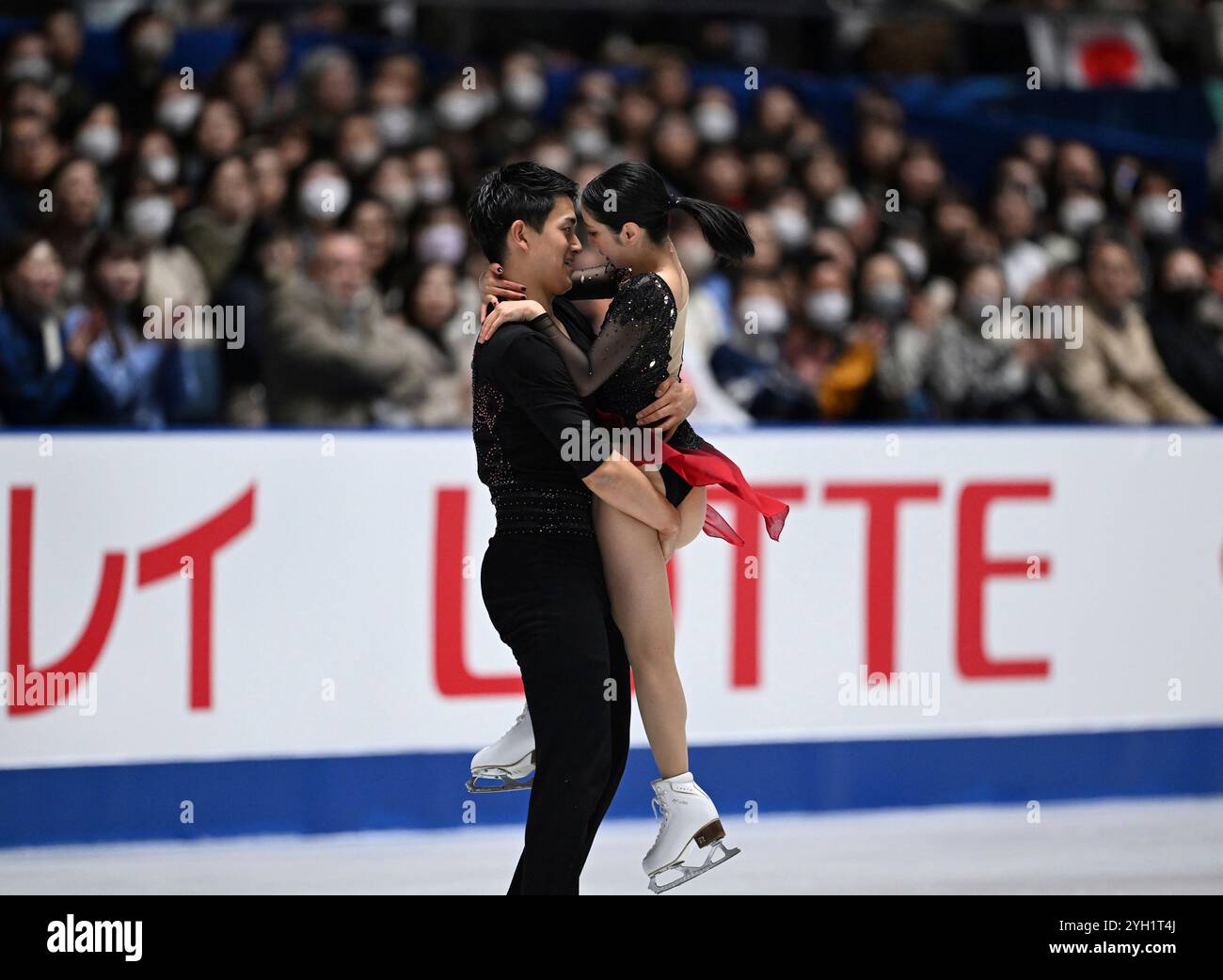 Japan's Riku Miura, Ryuichi Kihara perform in the pairs Free Skating of the ISU Grand Prix of ...