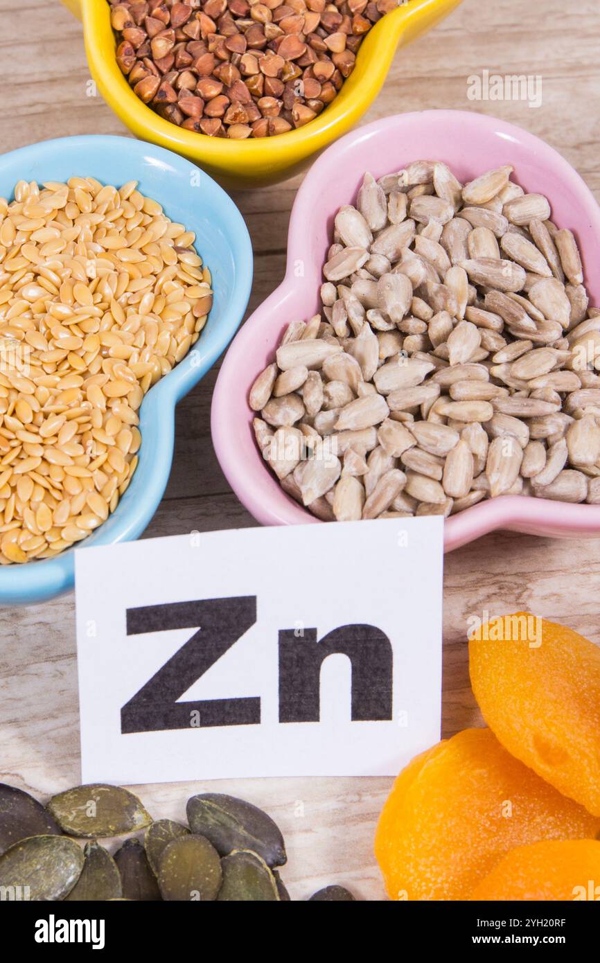 Healthy ingredients containing zinc, vitamins and minerals. Nutritious ...