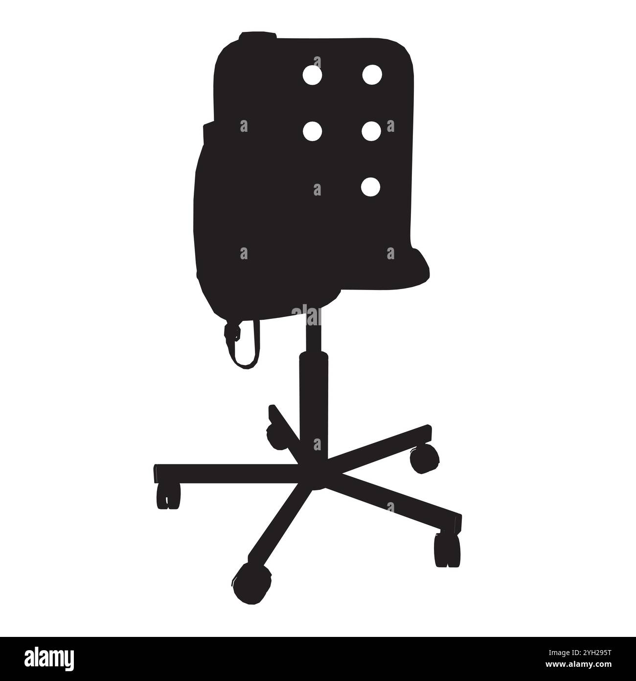 Silhouette of a backpack hanging on a chair isolated on a white ...