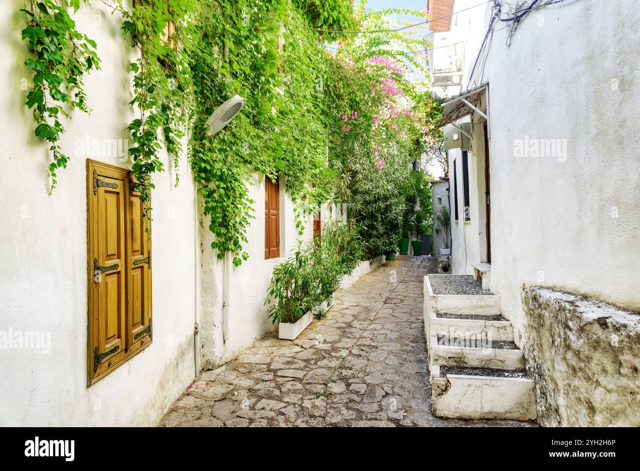 Awesome view of a cozy narrow street in Marmaris, Turkey Stock Photo ...