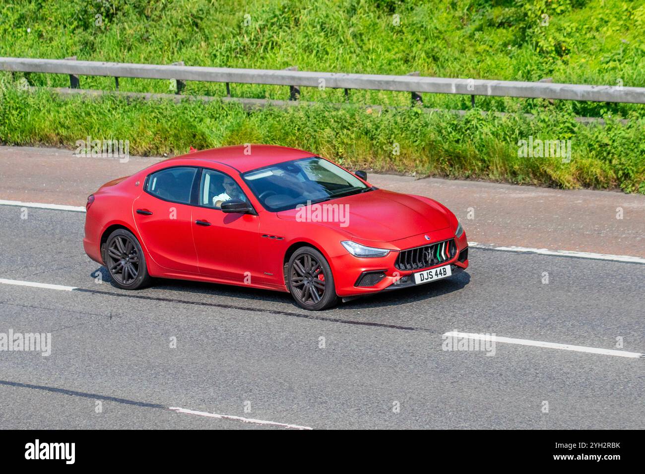 2017 Red Maserati Ghibli GranLusso premium saloon, V6 twin-turbocharged ...