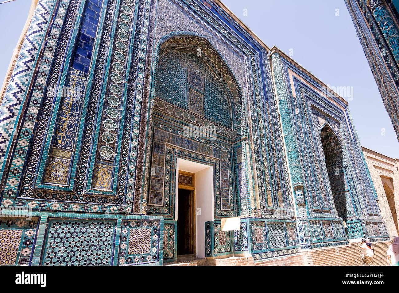 Samarkand, Uzbekistan - 06 July 2024: Turquoise portal inside Shah-i ...