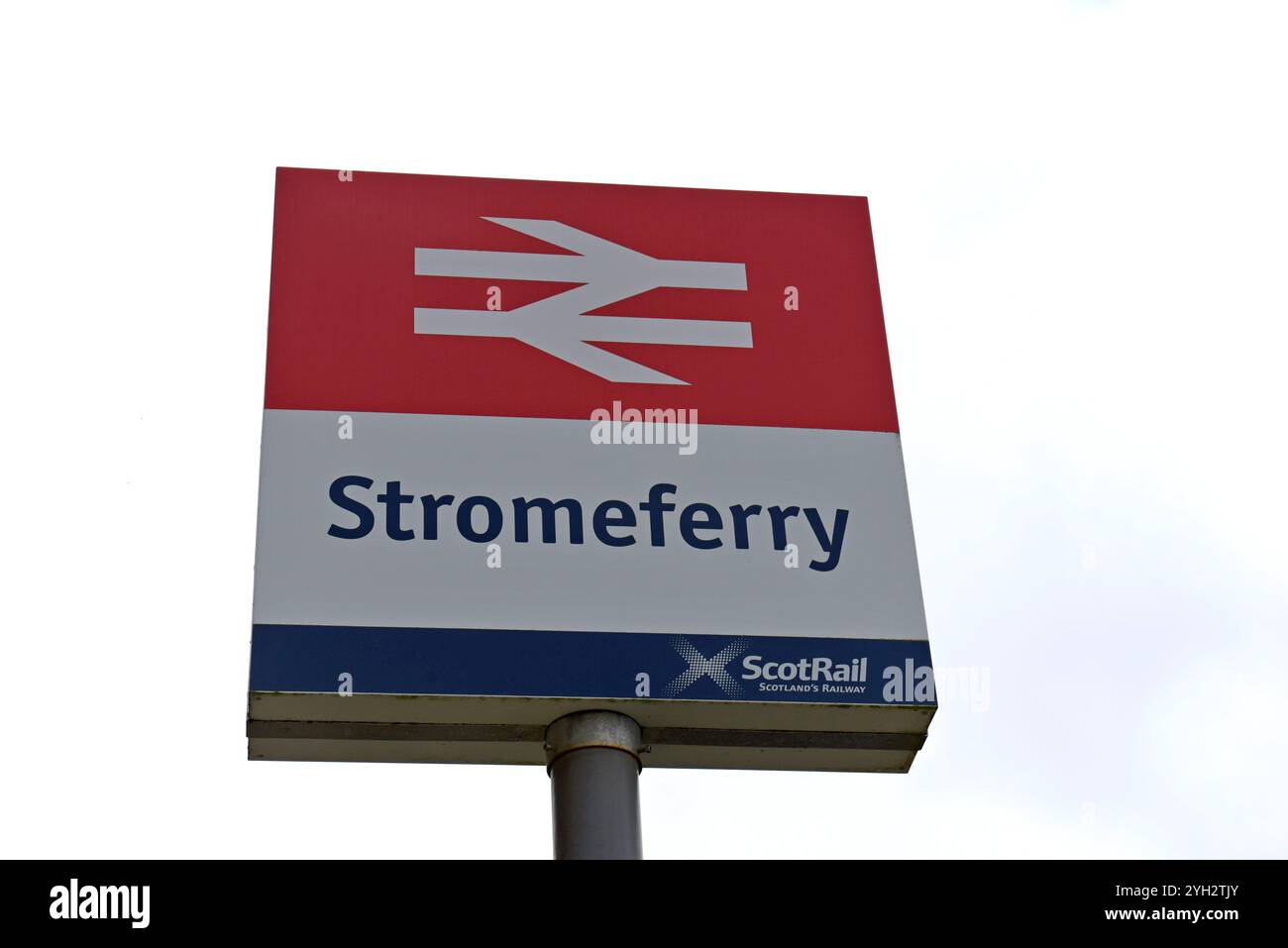 Station name board sign for Stromeferry Railway Station, Scottish ...
