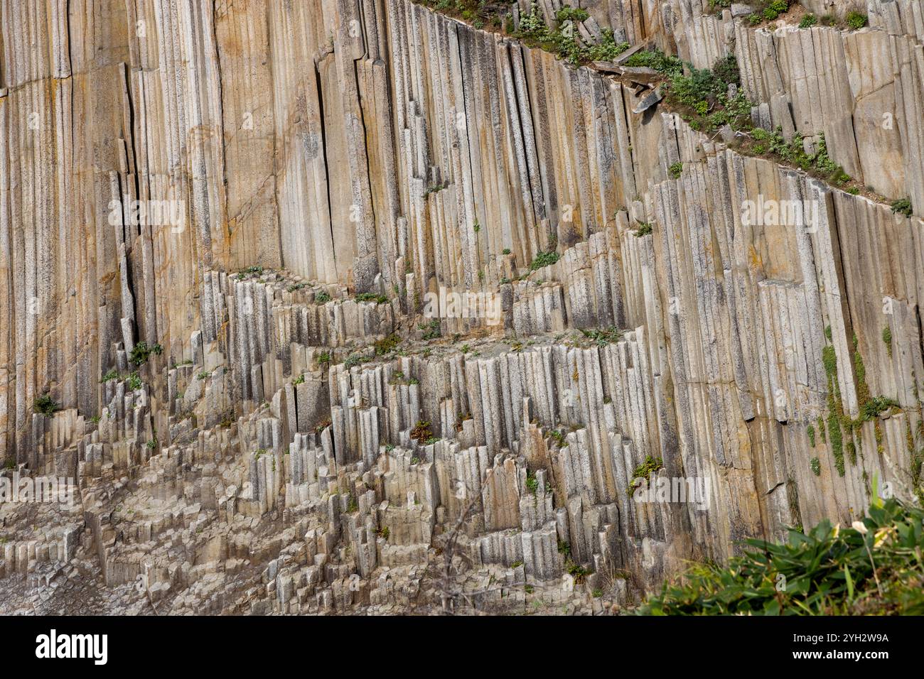 Rocks of Stolbchaty. landscape with columnar basalt lavas rocks forming ...