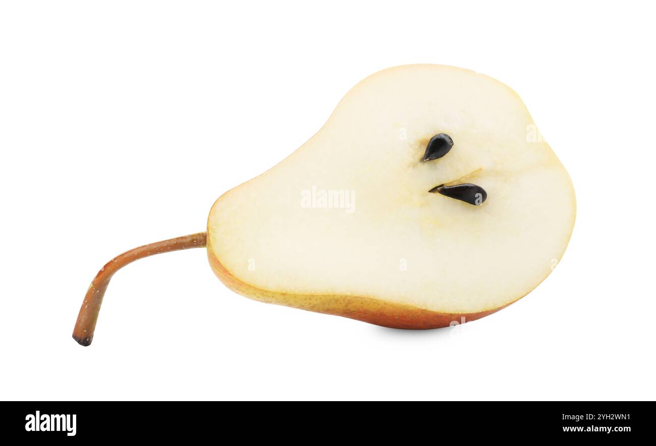 Half of ripe pear isolated on white Stock Photo - Alamy