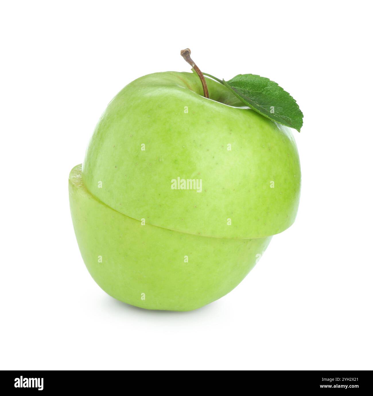Cut fresh green apple isolated on white Stock Photo - Alamy
