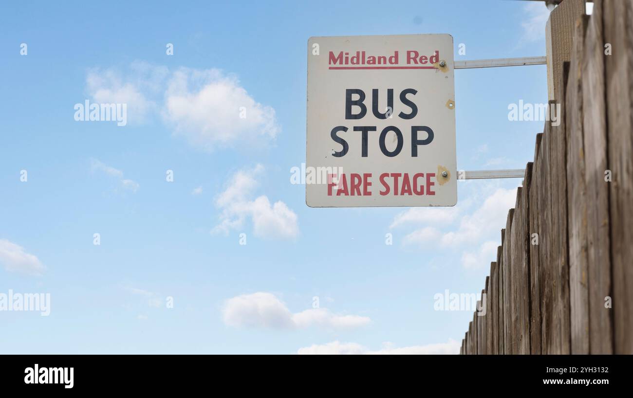 vintage midland red bus company, bus stop sign Stock Photo - Alamy