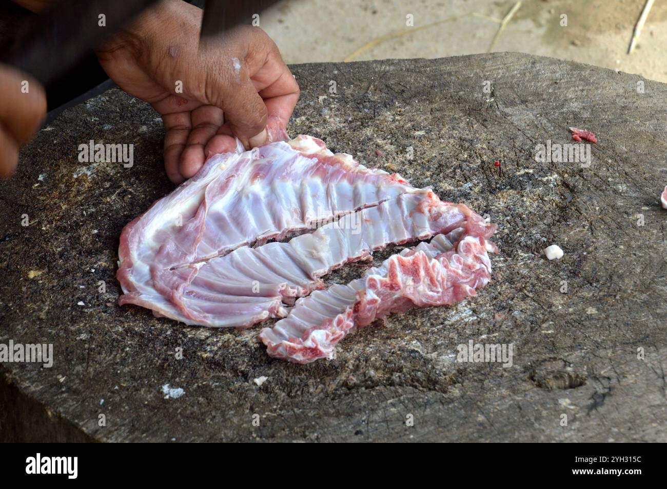 Skinning completed. Fresh goat meat, ready for cooked Stock Photo - Alamy