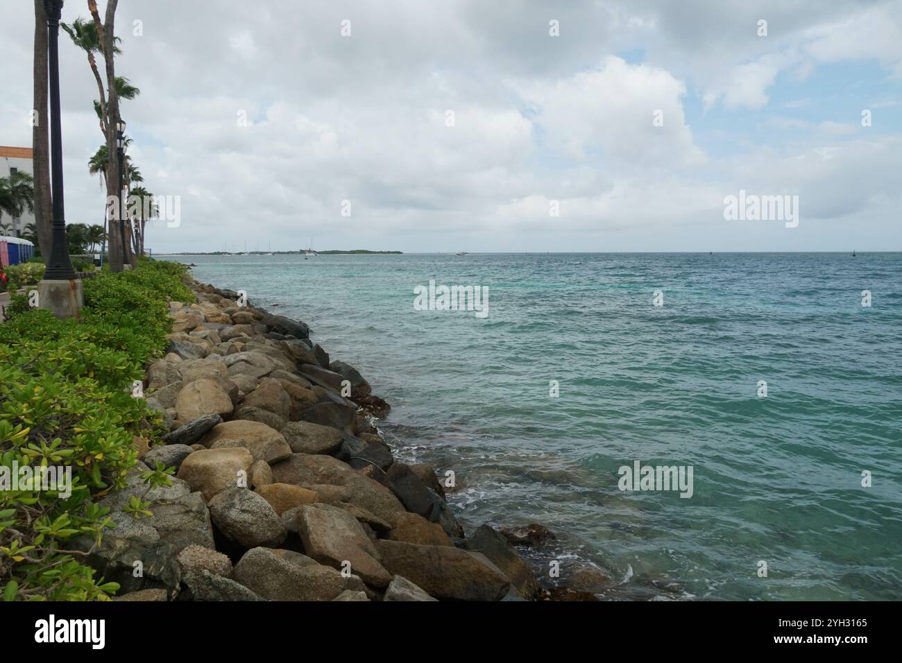 Breakwater built by stones and piled up in wave breaker to protect Port ...