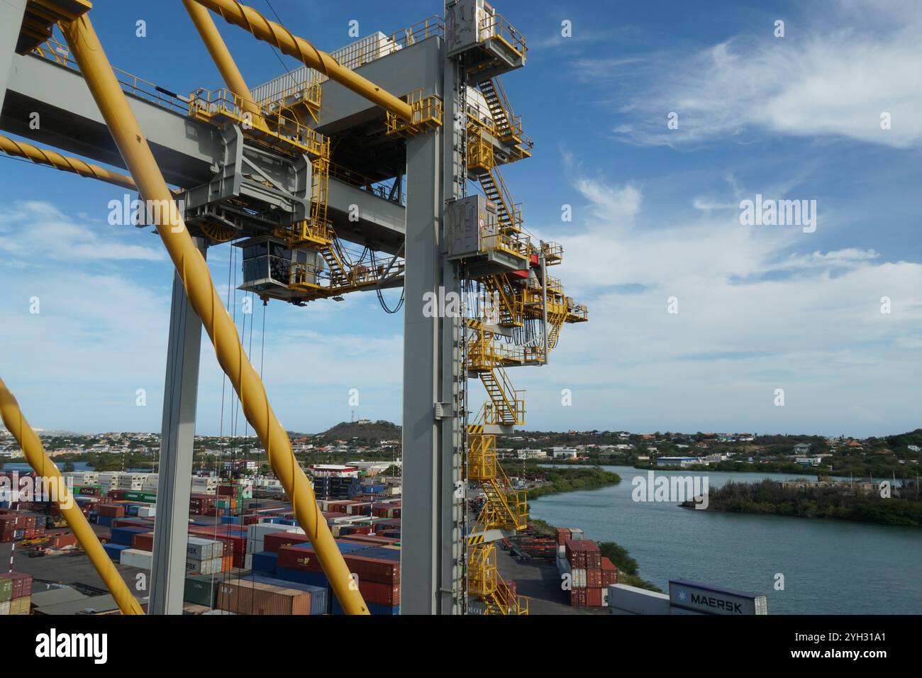 Gantry crane construction with ladder and operator cabin situated in ...