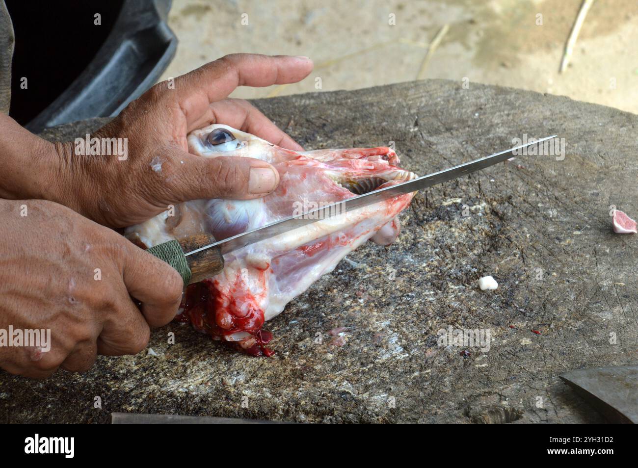 Skinning completed. Fresh goat meat, ready for cooked Stock Photo - Alamy