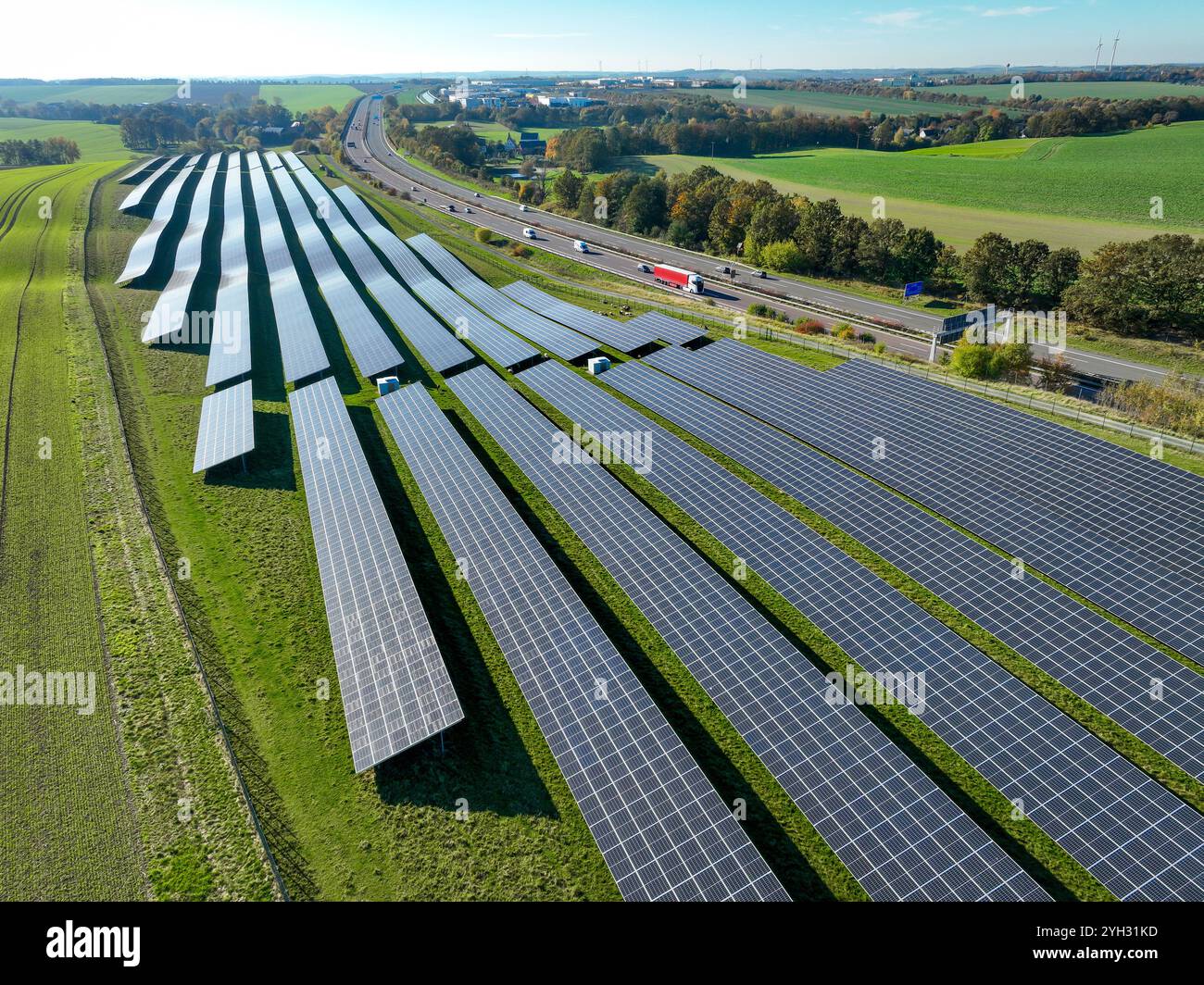 Glauchau, Saxony, Germany - Solar park on the A4 motorway near Glauchau ...
