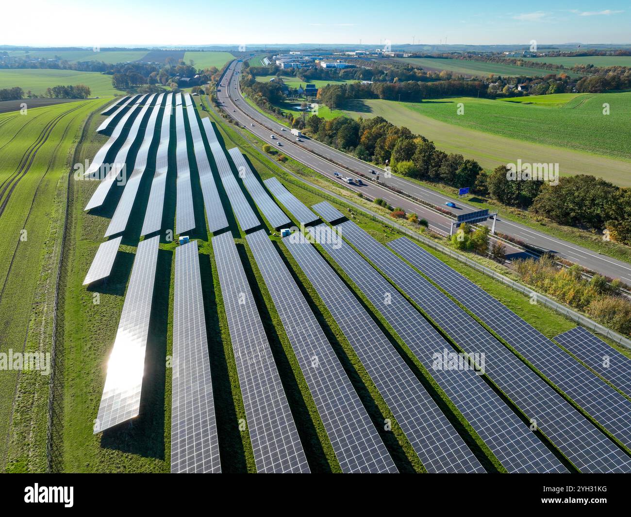 Glauchau, Saxony, Germany - Solar park on the A4 motorway near Glauchau Stock Photo - Alamy