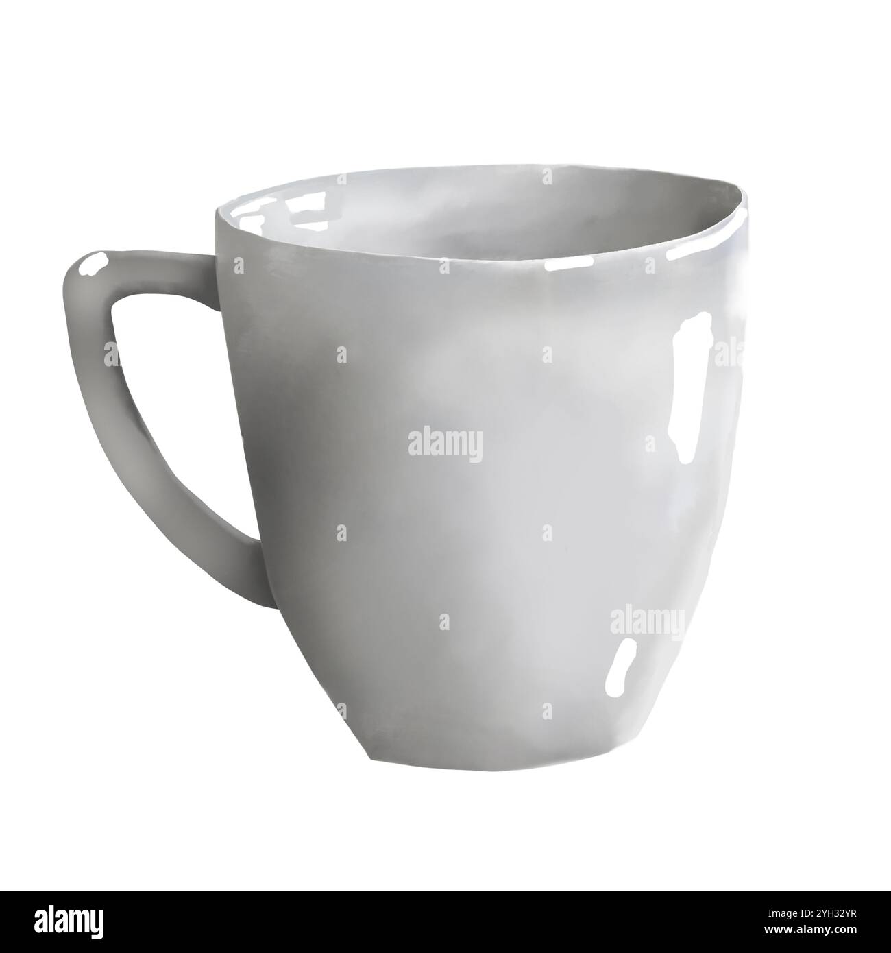 Porcelain coffee cup. Watercolor digital illustration. White tea mug ...