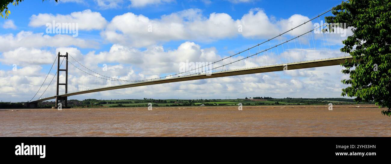 Summer view over the Humber bridge from the Hessle Foreshore; East ...