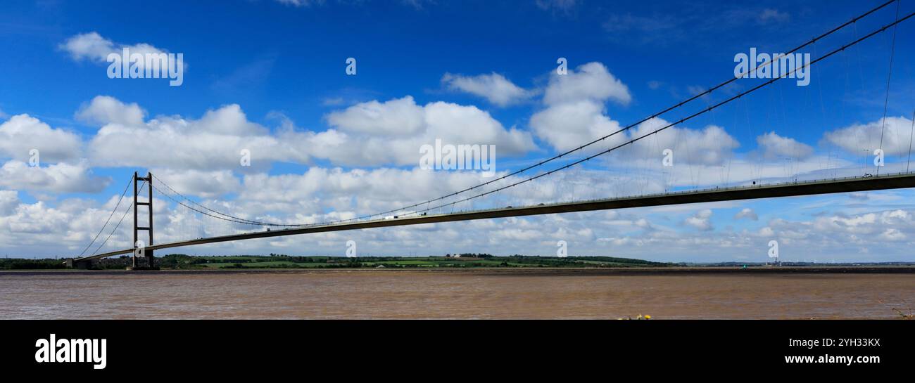 Summer view over the Humber bridge from the Hessle Foreshore; East ...