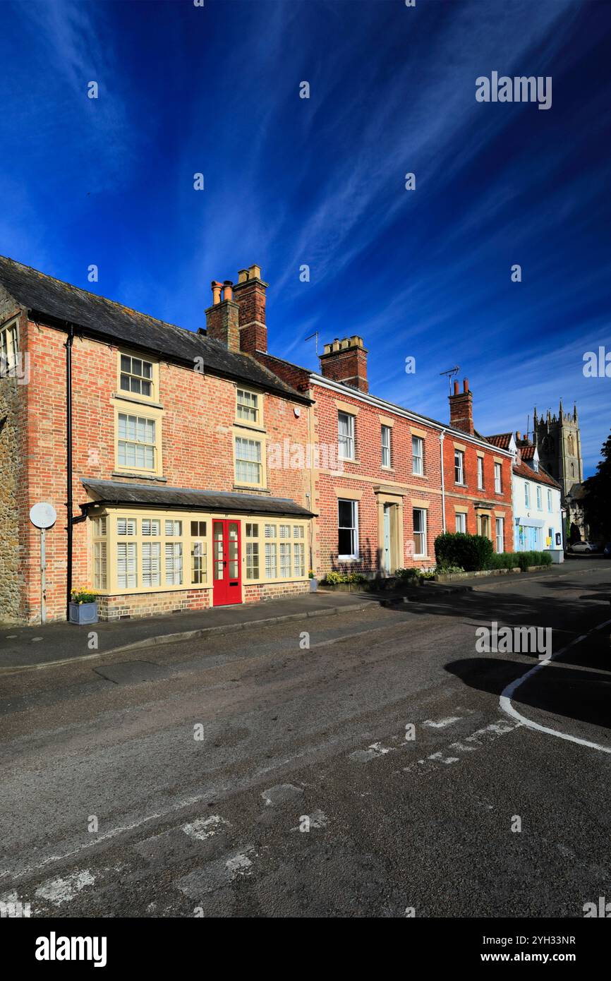 Georgian buildings around Folkingham village green; Lincolnshire ...