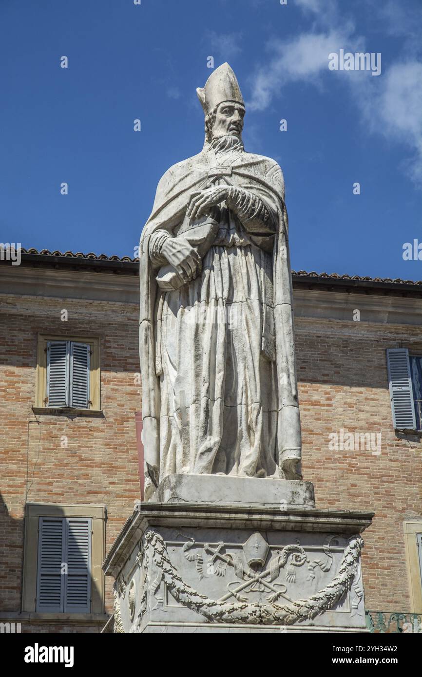 Statue of Blessed Mainard, bishop of Urbino, in front of Urbino ...