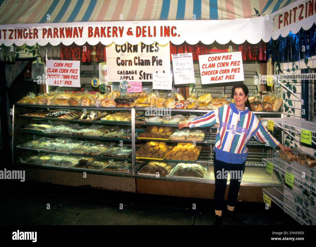 A stallholder at the Allentown Fairground Farmers' Market, Lehigh ...