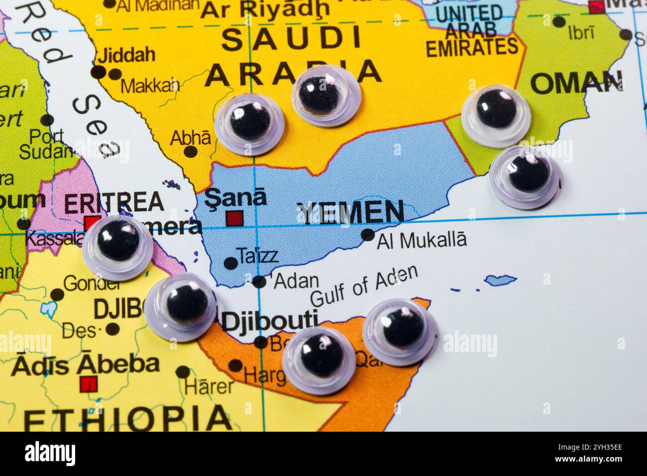 A political map where all the eyes of the neighbors are on Yemen Stock ...