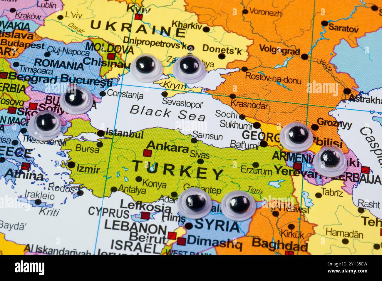 A political map where all the eyes of the neighbors are on Turkey Stock ...