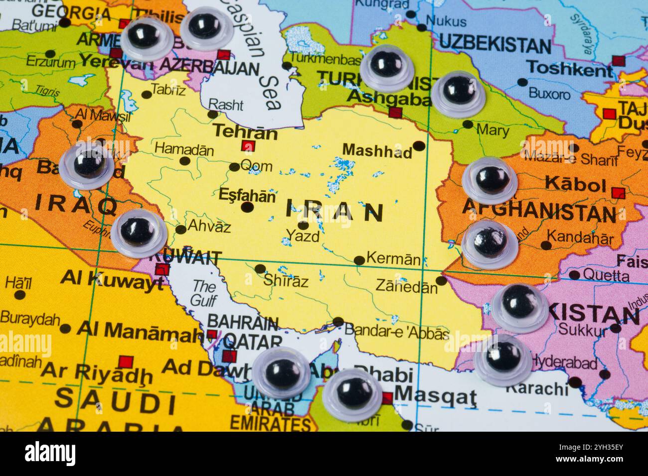 A political map where all the eyes of the neighbors are on Iran Stock ...