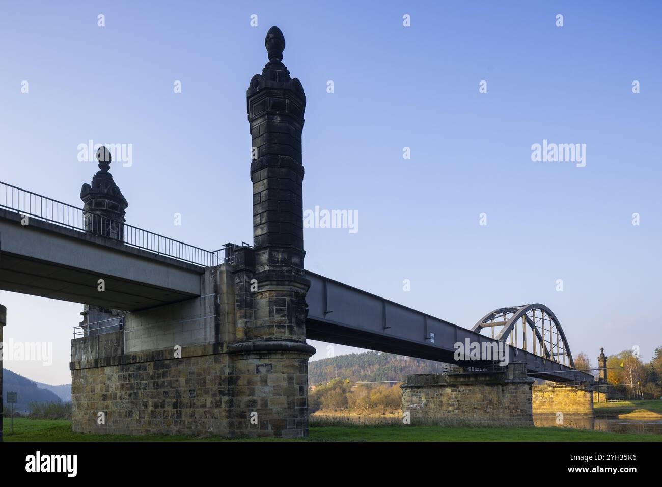 The Carola Bridge is a 187 m long railway bridge that spans the Elbe ...