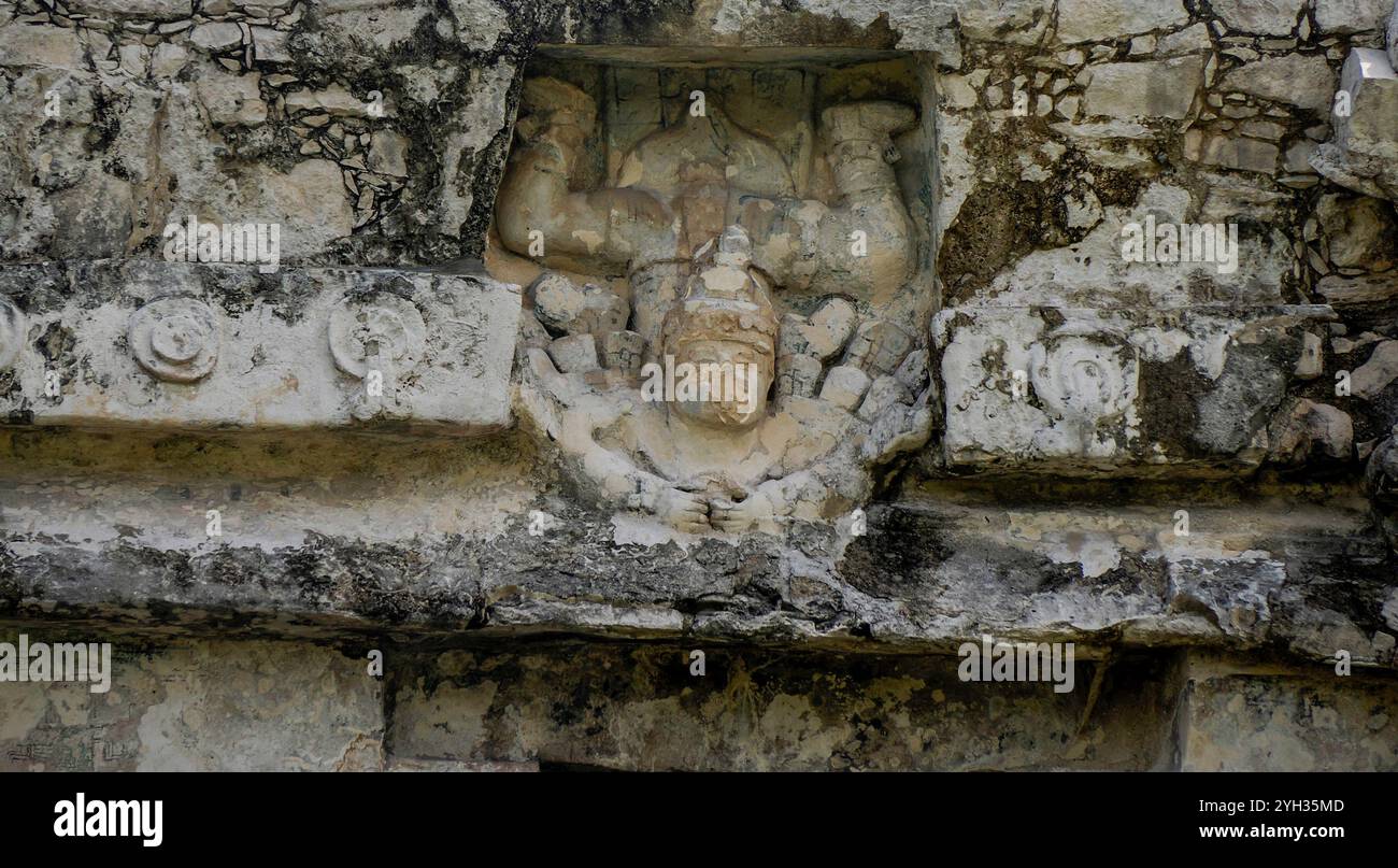 The Temple of descending god in Tulum maya historical archeological ...