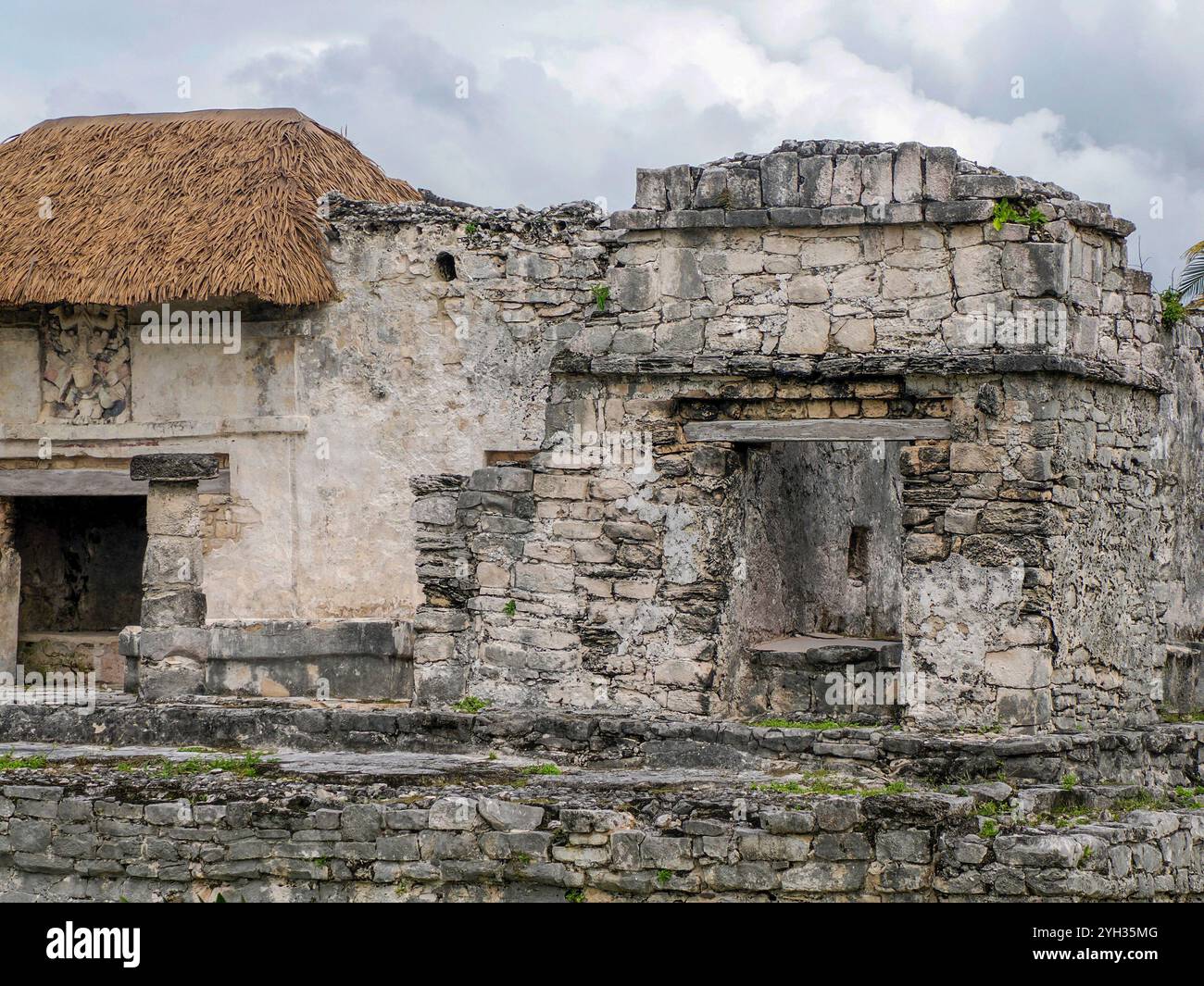 The Temple of descending god in Tulum maya historical archeological ...